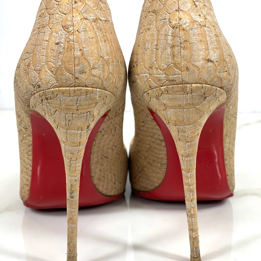 Christian Louboutin 'So Kate' Python Embossed Cork He… - Gem